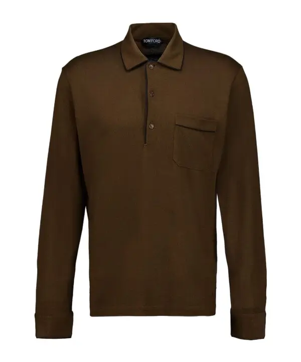 TOM FORD Long-sleeved Polo Shirt - Brown