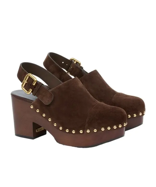Chloé Jeannette Studded Wedge Clog - Black