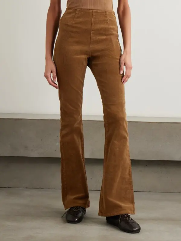 Veronica Beard Beverly Stretch-cotton Corduroy Flared Pants