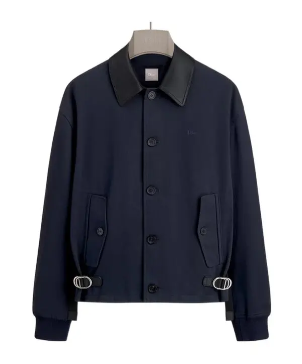 Dior Embroidered Blouson Jacket With Cd Buckle Detail - Black