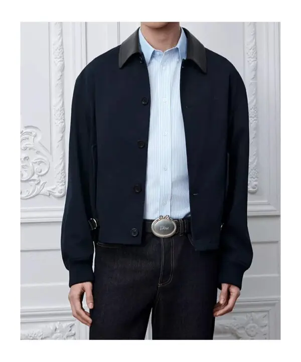 Dior Embroidered Blouson Jacket With Cd Buckle Detail - Black