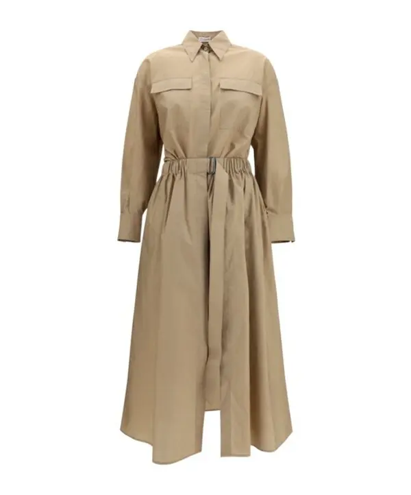 Brunello Cucinelli Belted Shirt Dress - Beige