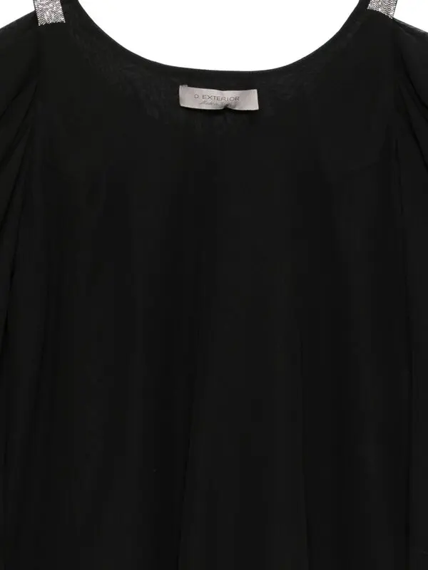 D.exterior Sheer Cold-shoulder Top