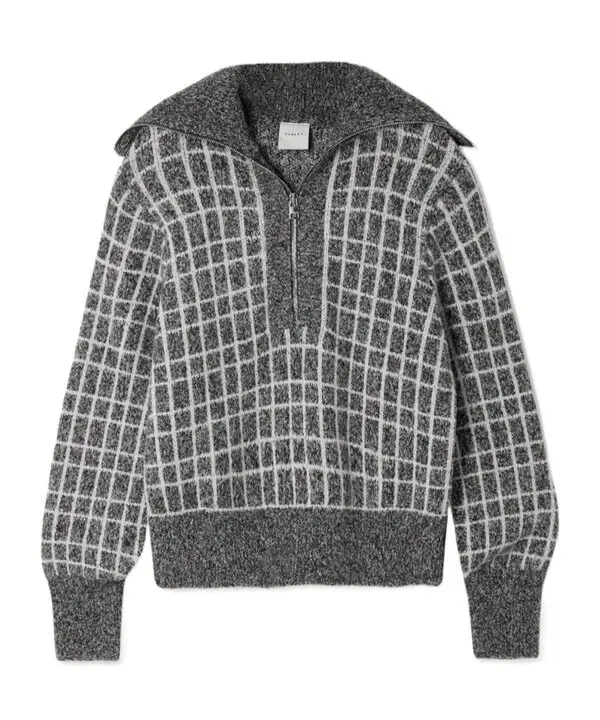 Varley Furley Half-zip Checked-pattern Sweater