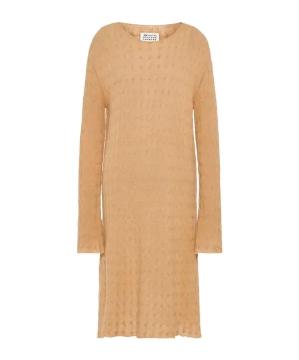 MAISON MARGIELA Wool Cashmere Knit Midi Dress - Camel