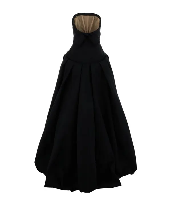 Balenciaga Strapless Pleated Maxi Dress