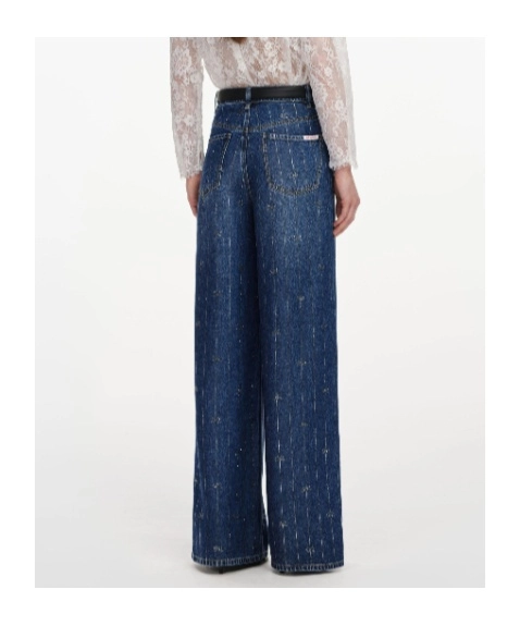 SELF-PORTRAIT Embellished Stripe Denim Jeans - No