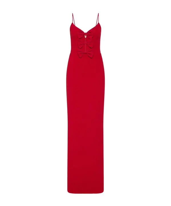 Rebecca Vallance Precious Bow-embellished Cutout Gown - Red