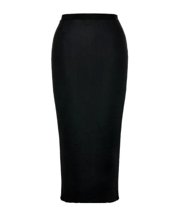 MAISON MARGIELA Ribbed Wool Midi Skirt - Black