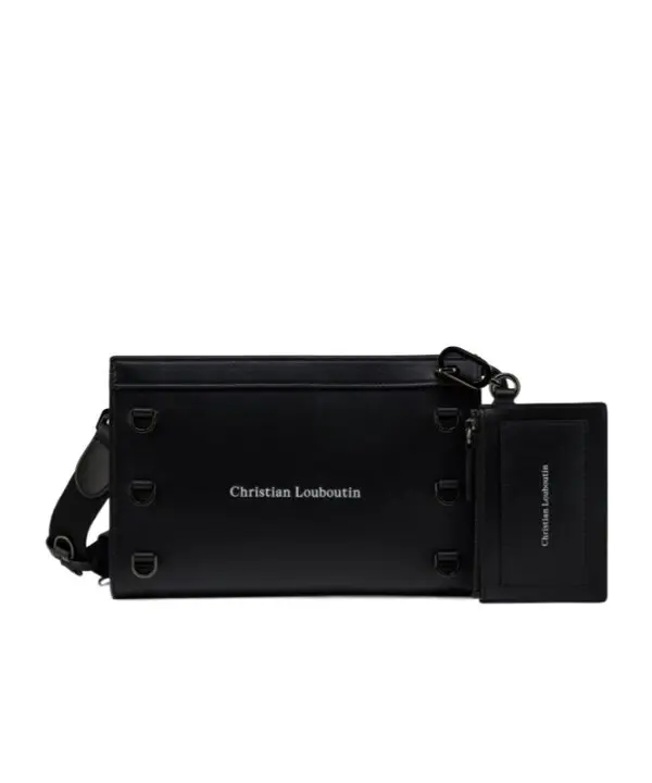 CHRISTIAN LOUBOUTIN Leather Multi-d Ring Crossbody Bag With Cardholder - Black