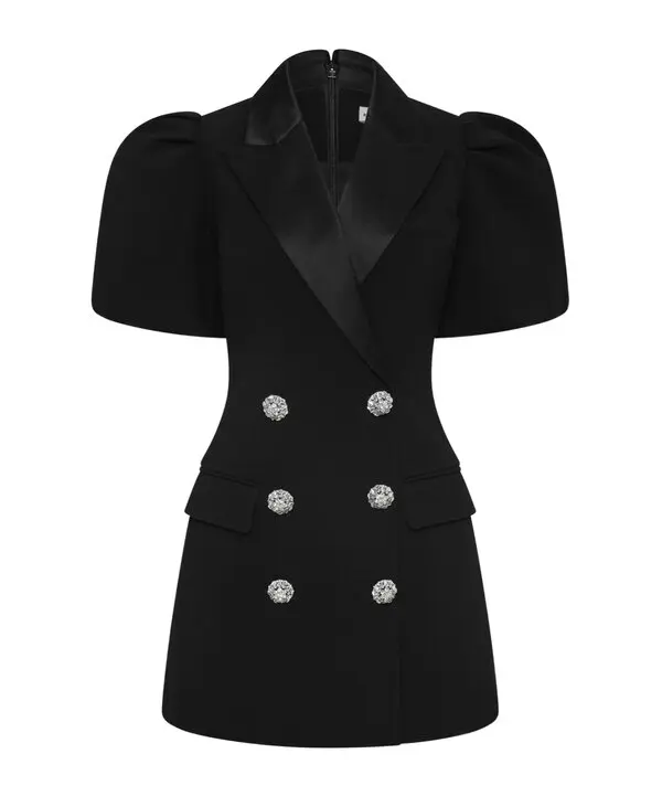 Rebecca Vallance Zendaya Crystal-embellished Puff-sleeve Mini Dress - Black