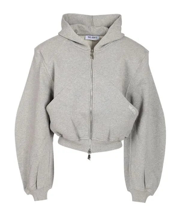 Attico Cropped Zip-up Hoodie - Grey