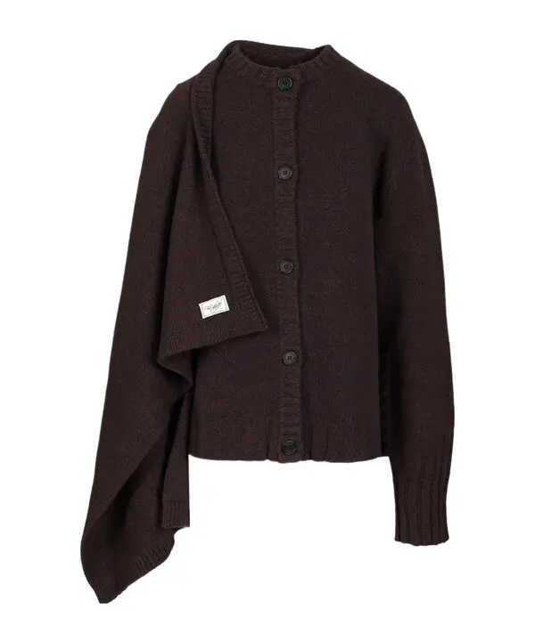 Attico Draped Panel Cardigan - Black