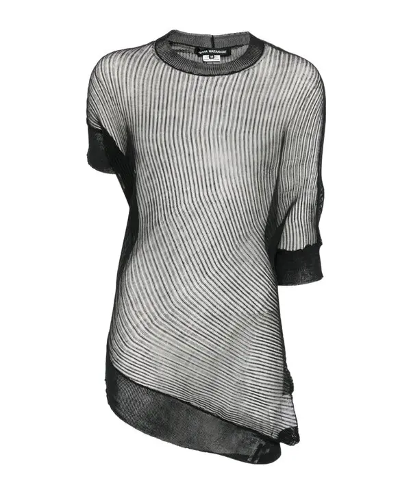 Junya Watanabe Asymmetric Mesh T-shirt - Black