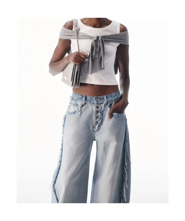 Alexander Wang Frayed-edge Wide-leg Jeans