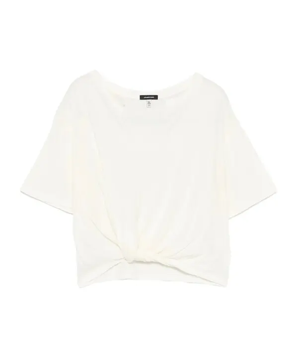 R13 Knot V-neck Cropped T-shirt - No