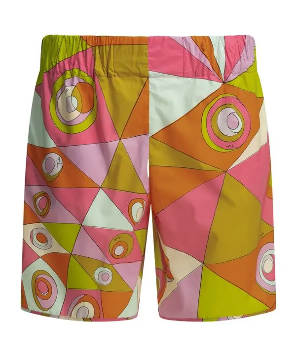 Emilio Pucci Geometric Print Cotton Poplin Knee-length Shorts - No