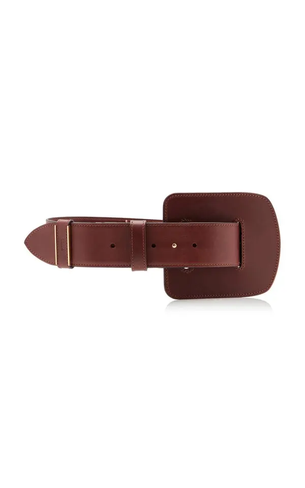 Chloé Oversized Buckle Leather Belt - Brown