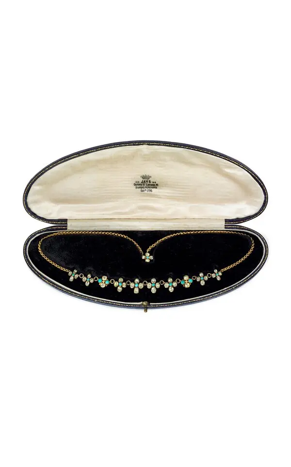 Kentshire Antique Chrysoberyl And Turquoise Necklace