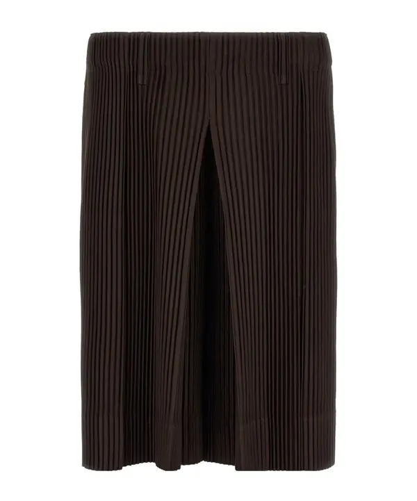 Issey Miyake Tailored Pleats Pleated Bermuda Shorts - Brown