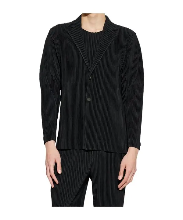 Issey Miyake Plissé-effect Notched-lapel Jacket