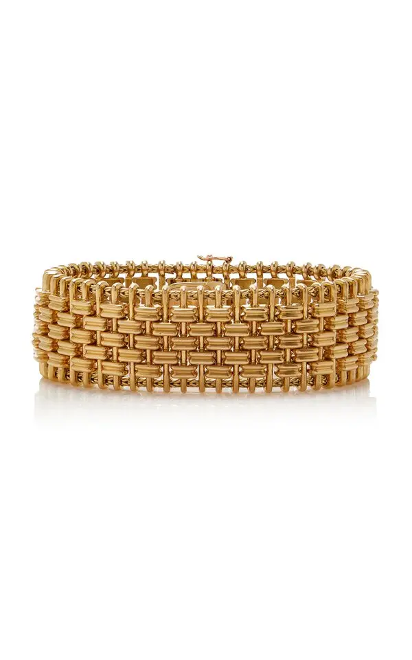 STEPHANIE WINDSOR Vintage Rare Mellerio Dits Meller Rattan-weave Bracelet - Gold