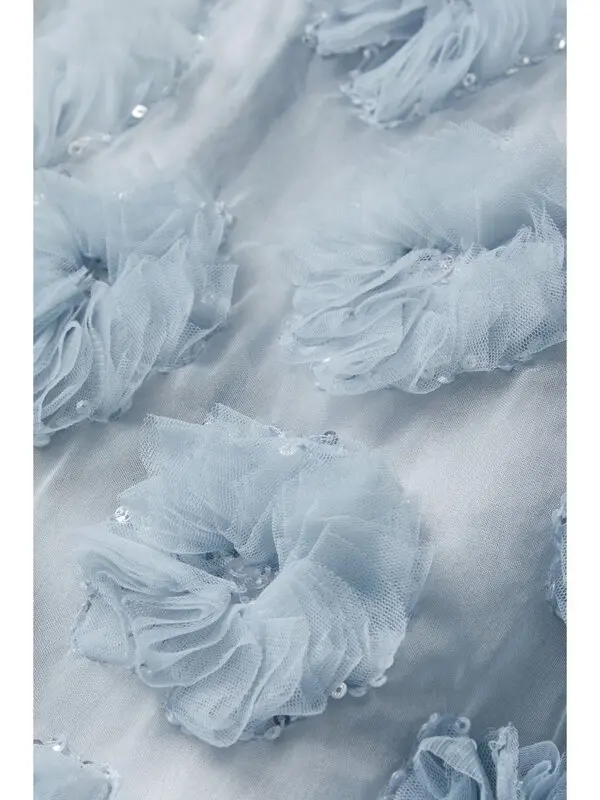 LoveShackFancy Wells Appliqued Organza Mini Dress