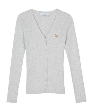 Maison Kitsuné Baby Fox Patch Knit Cardigan - Grey