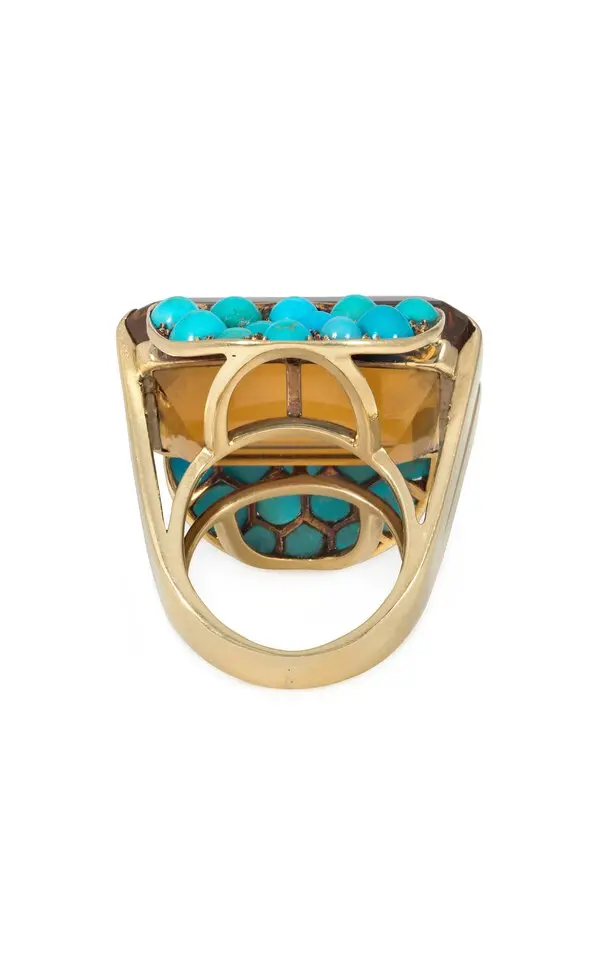 Kentshire Retro Citrine And Turquoise Cocktail Ring