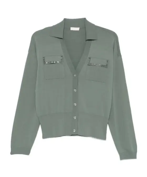 Liu Jo Embellished Pocket Cardigan - Green