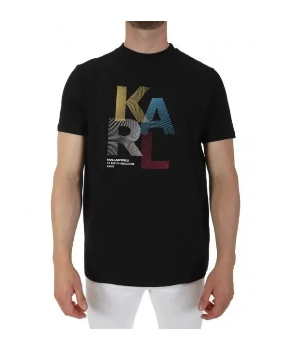 Karl Lagerfeld Round Collar Logo T-shirt - Black