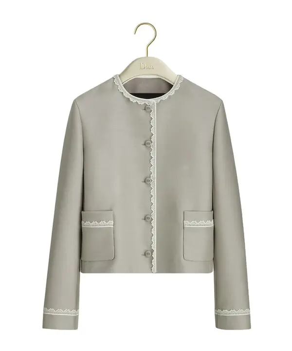 Dior Cropped Jacket With Lace Trim - No