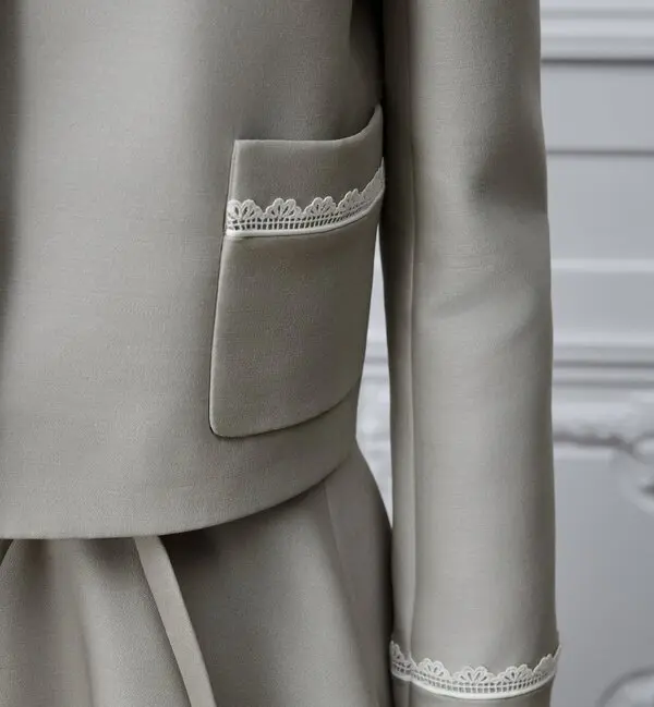 Dior Cropped Jacket With Lace Trim - No