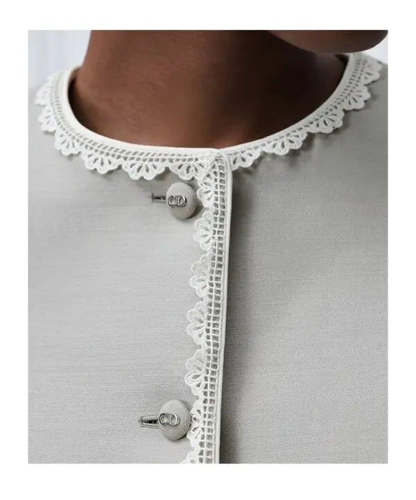 Dior Cropped Jacket With Lace Trim - No