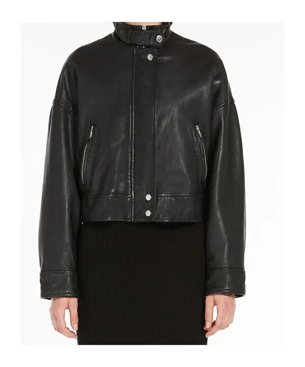 Max Mara Washed Nappa-leather Bomber Jacket