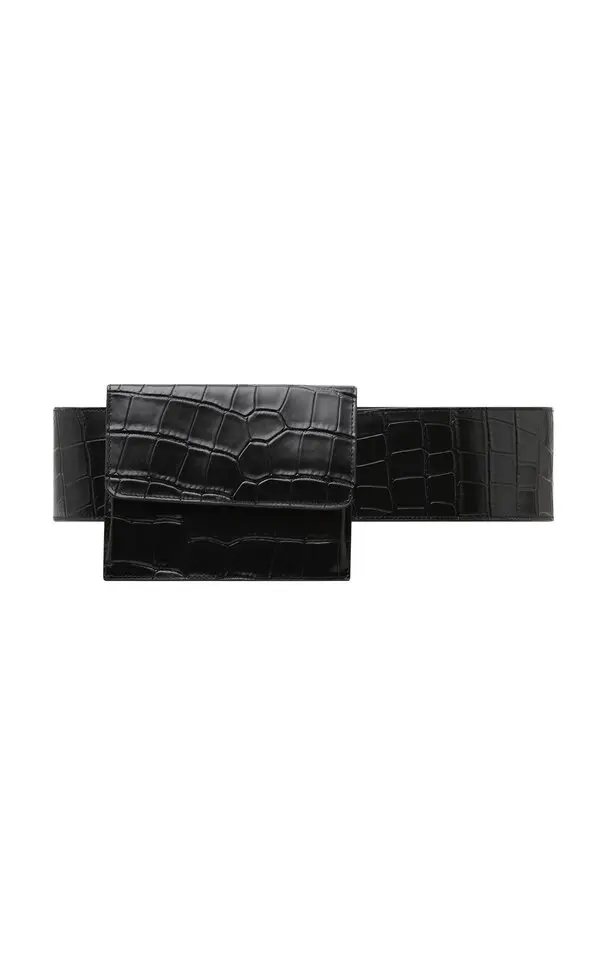 ST. AGNI Croc Pocket Belt - Black
