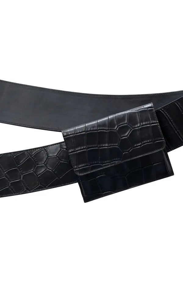 ST. AGNI Croc Pocket Belt - Black