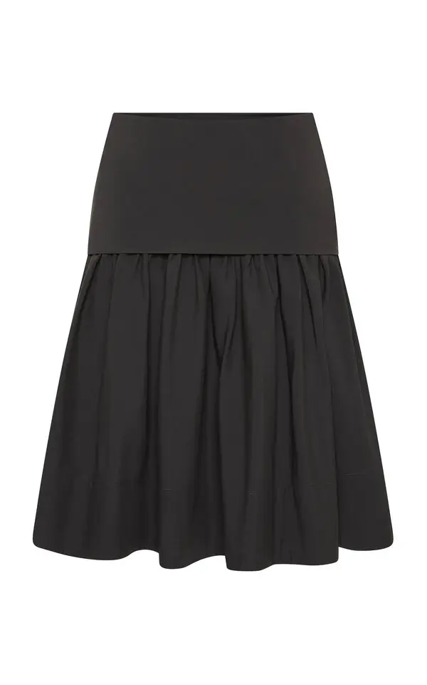 ST. AGNI Circle Hem Gathered Cotton Skirt - Black