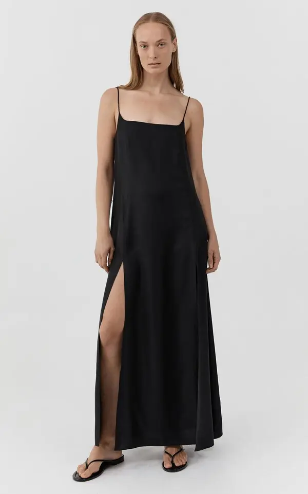 ST. AGNI Twill Cumberbund Silk Dress
