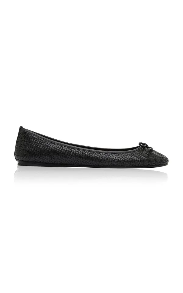 ST. AGNI Woven Bow Ballet Flat - Black