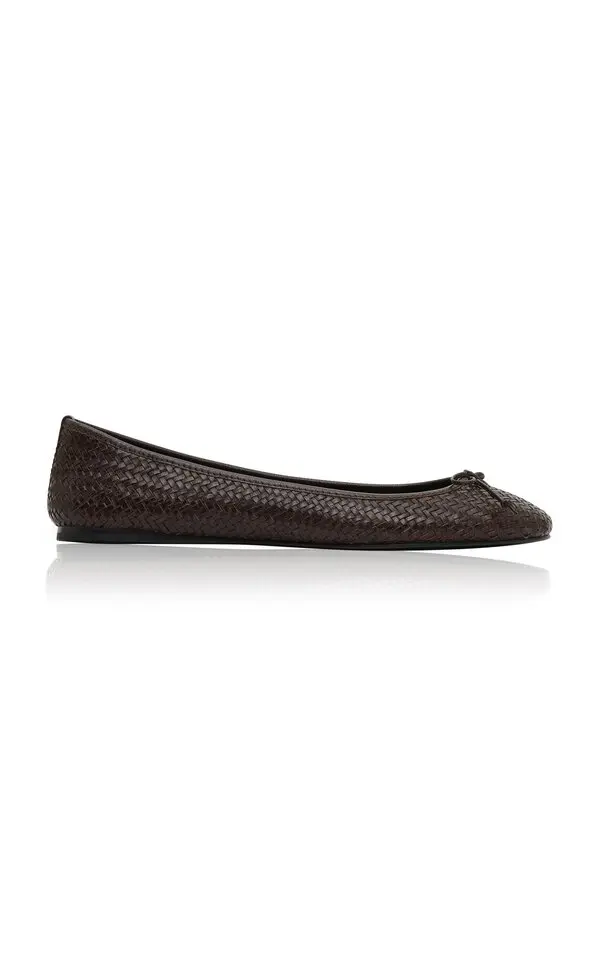 ST. AGNI Woven Bow Ballet Flat - Brown