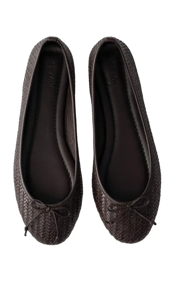ST. AGNI Woven Bow Ballet Flat - Brown
