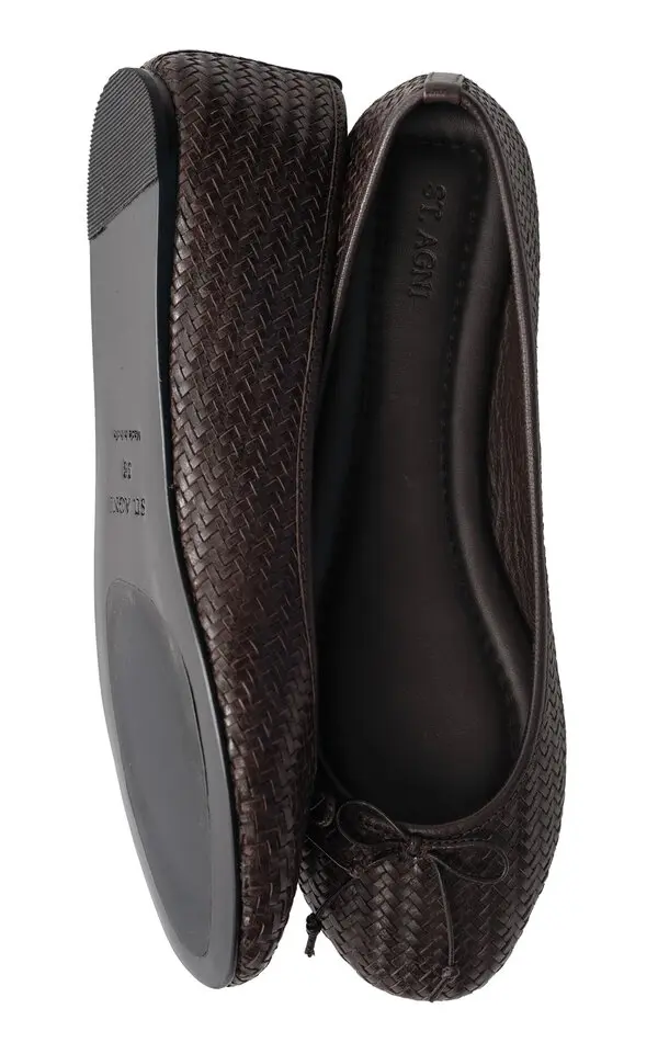 ST. AGNI Woven Bow Ballet Flat - Brown