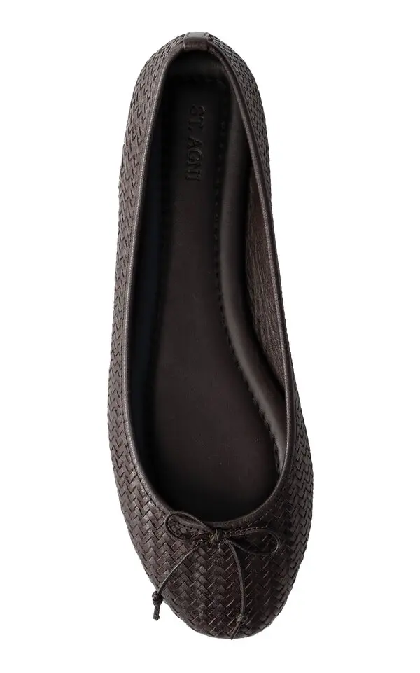 ST. AGNI Woven Bow Ballet Flat - Brown