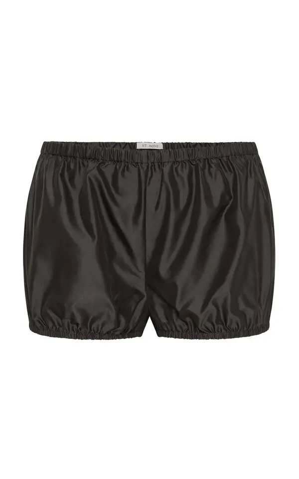 ST. AGNI Paper Taffeta Petite Silk Shorts - Black