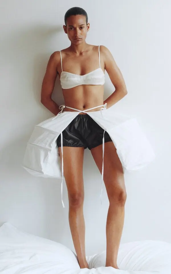 ST. AGNI Paper Taffeta Petite Silk Shorts