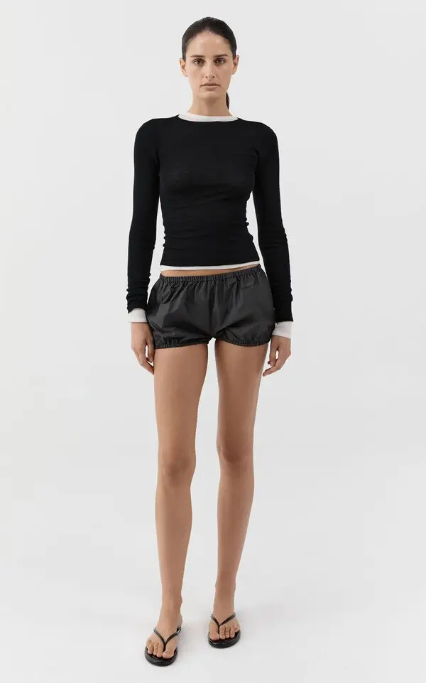 ST. AGNI Paper Taffeta Petite Silk Shorts