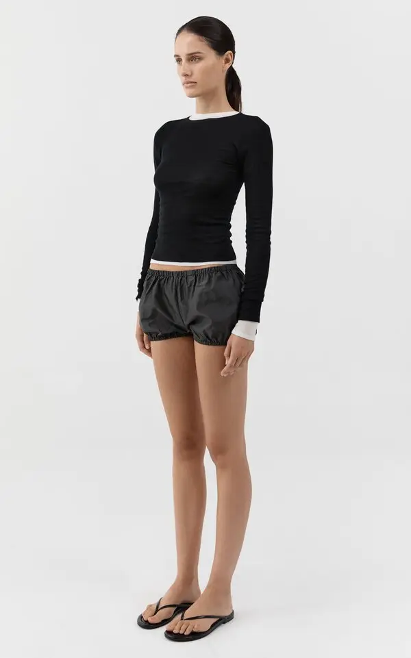 ST. AGNI Paper Taffeta Petite Silk Shorts