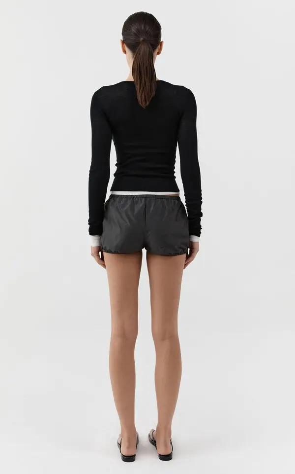 ST. AGNI Paper Taffeta Petite Silk Shorts