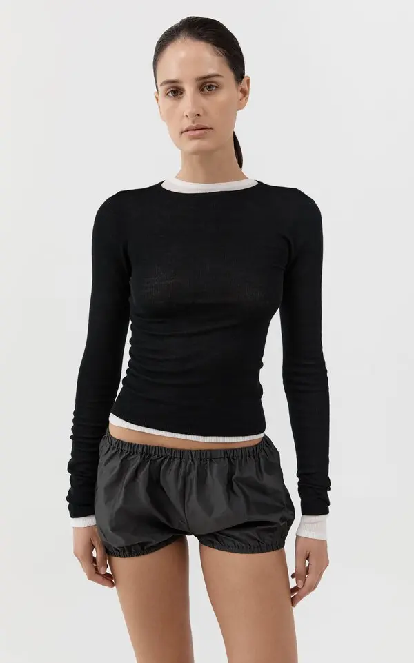 ST. AGNI Paper Taffeta Petite Silk Shorts